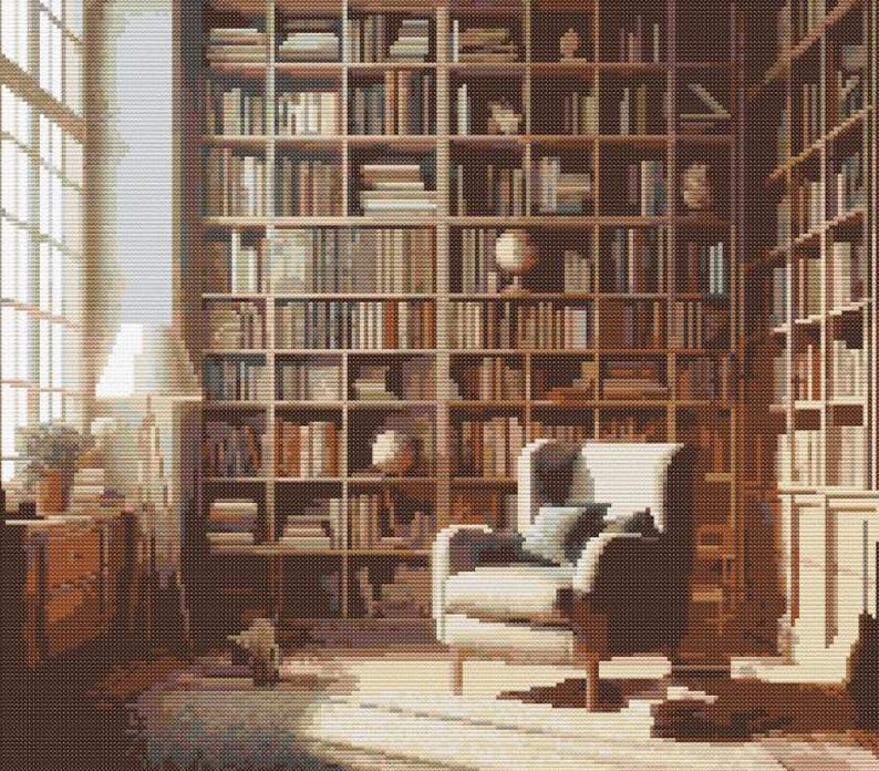 Mini Library Cross Stitch Pattern - Etsy