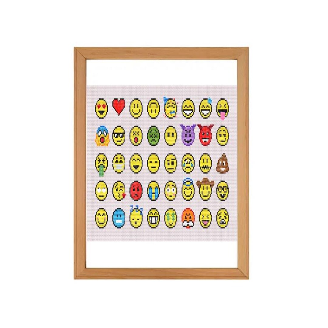 40 Mini Emoji Face Cross Stitch Patterns - Etsy