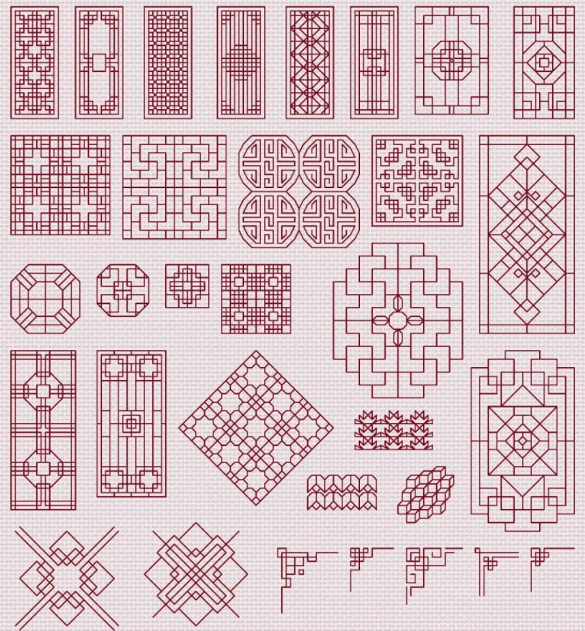 25 Asian Inspired Blackwork Patterns - Etsy