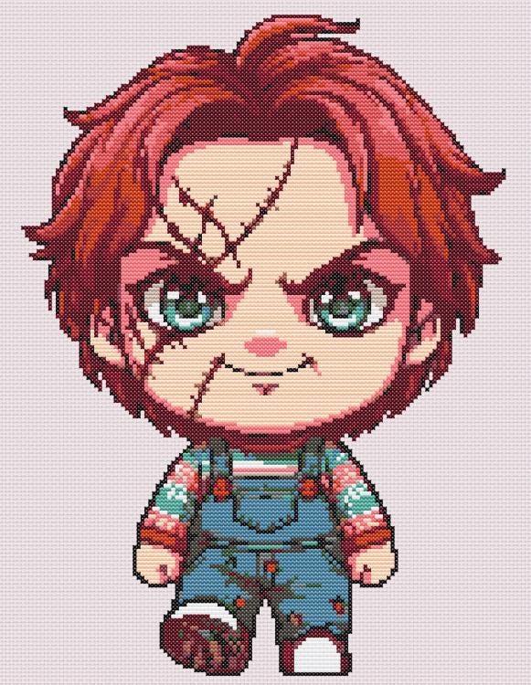 Chibi Style Chucky Cross Stitch Pattern - Etsy