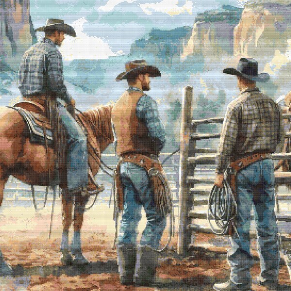 Cowboy Cross Stitch - Etsy