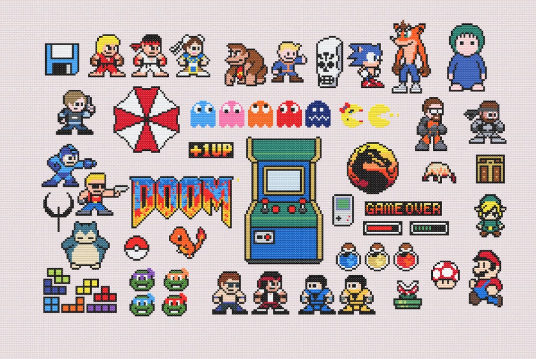 40 Mini Retro Video Game Mini Cross Stitch Patterns - Etsy