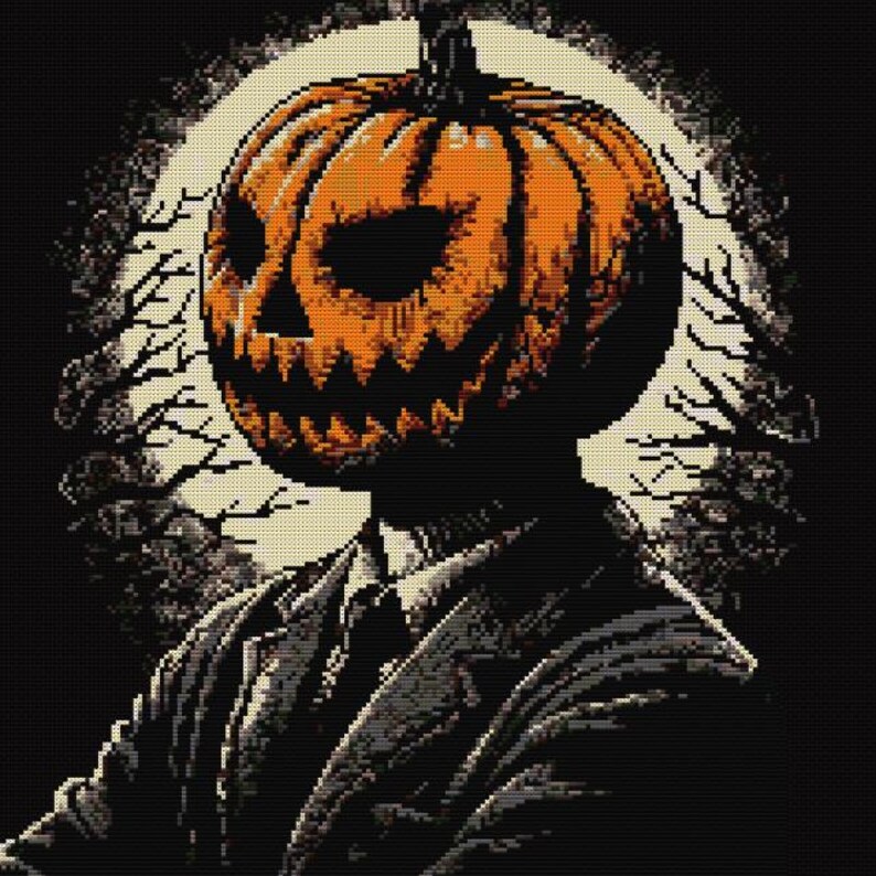 Pumpkin Head Cross Stitch Pattern - Etsy