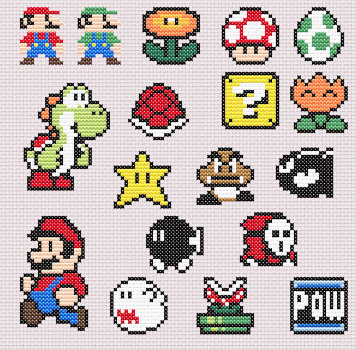 18 Mini Super Mario Cross Stitch Patterns - Etsy
