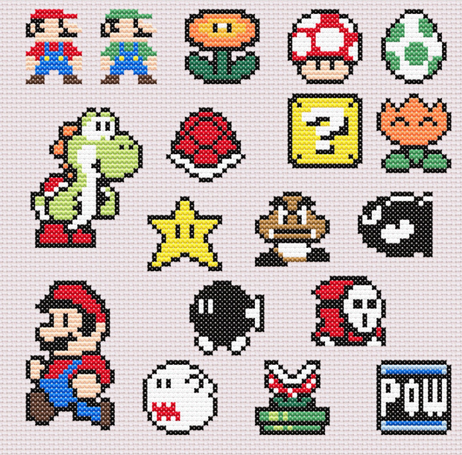 18 Mini Super Mario Cross Stitch Patterns - Etsy