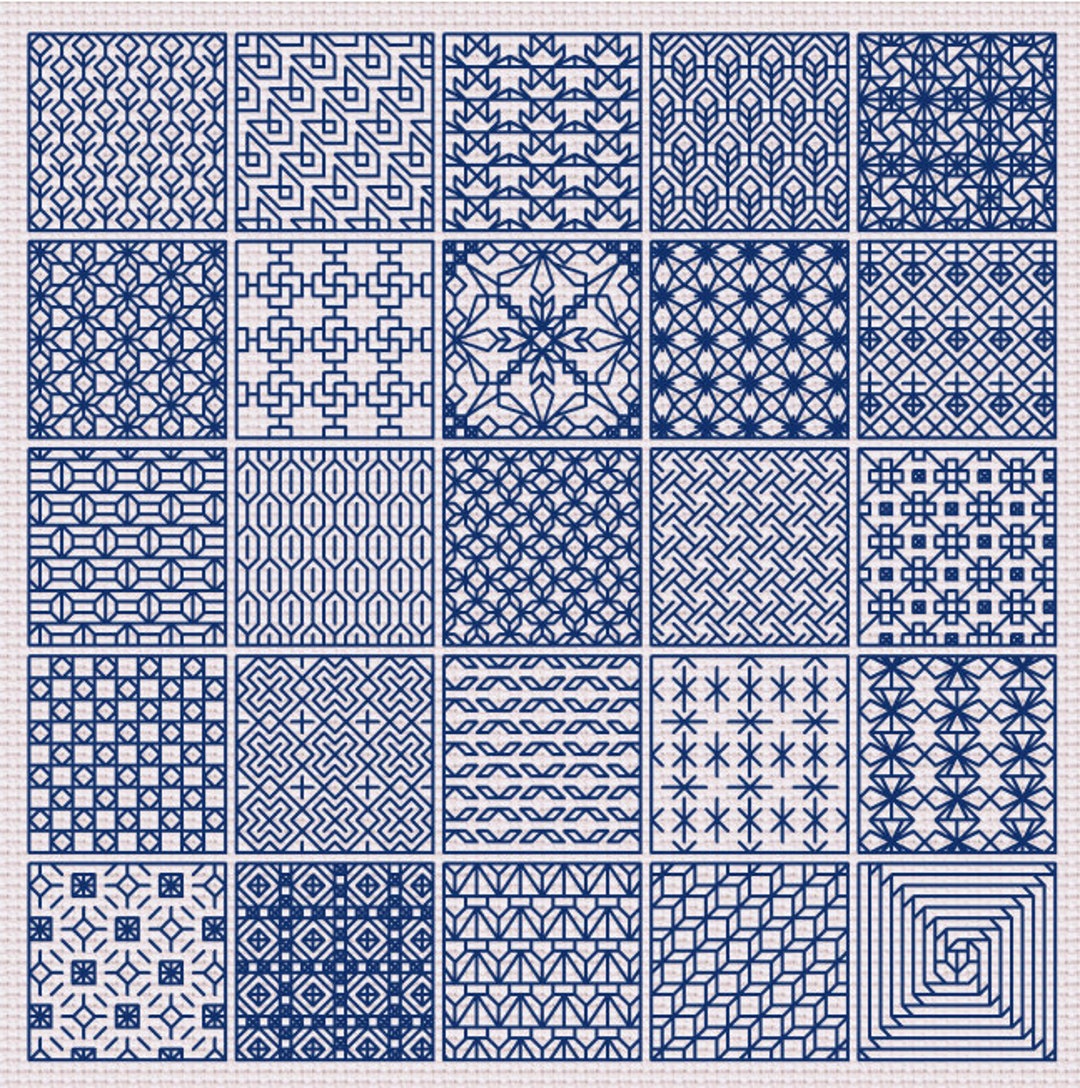 25 More Blackwork Patterns Chart - Etsy