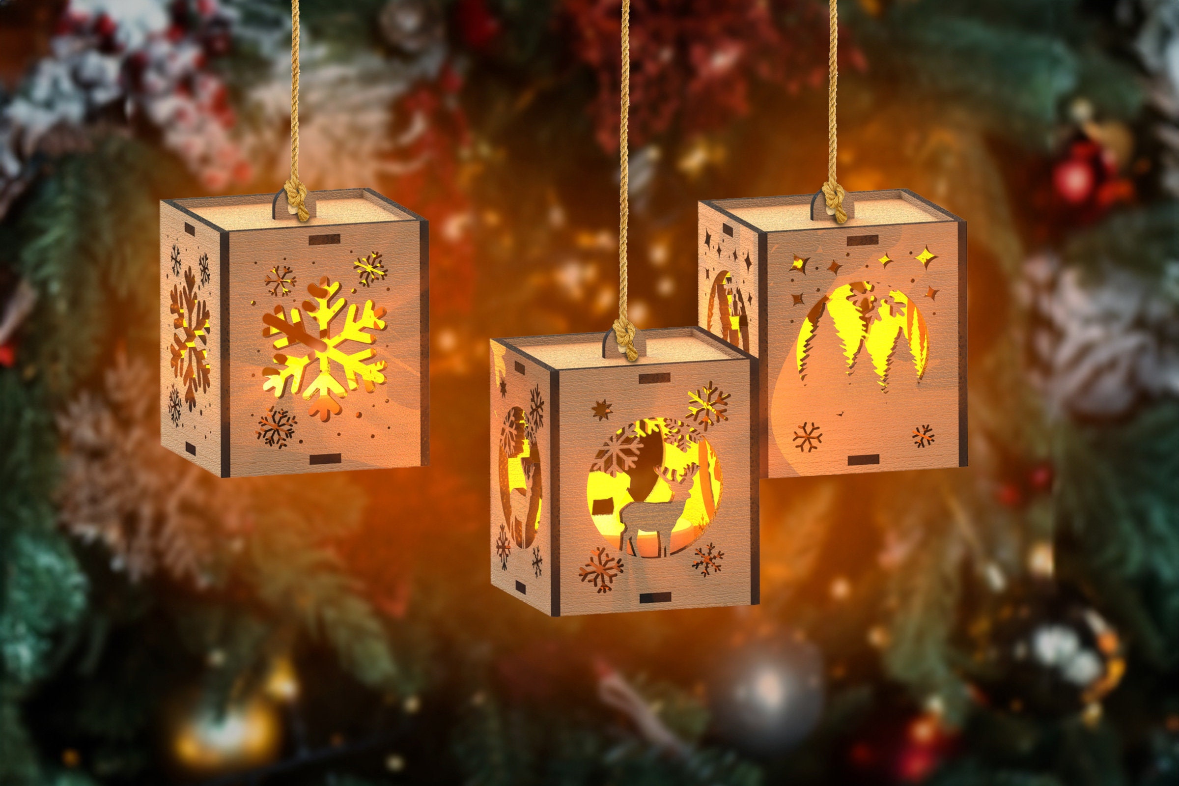 SVG Bundle Tea Light Holder Vector File Hanging Boxes - Etsy