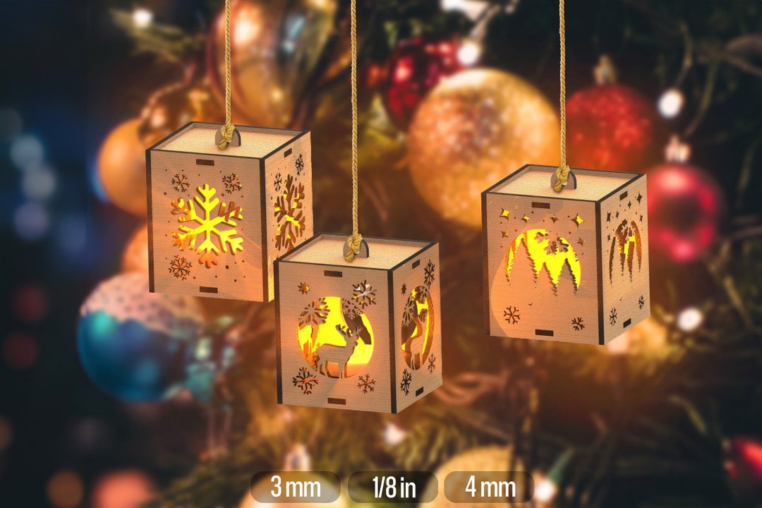 SVG Bundle Tea Light Holder Vector File Hanging Boxes Christmas Tree ...