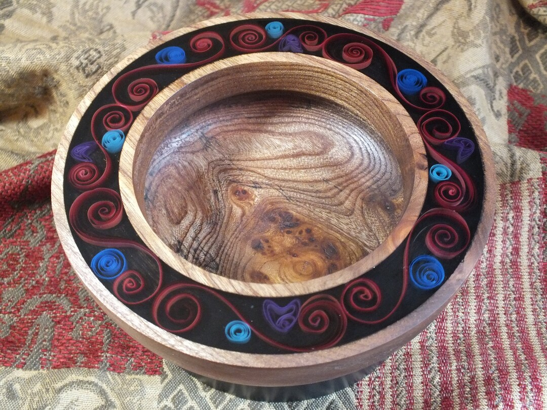 Wooden Bowl With Quilling and Resin - Etsy