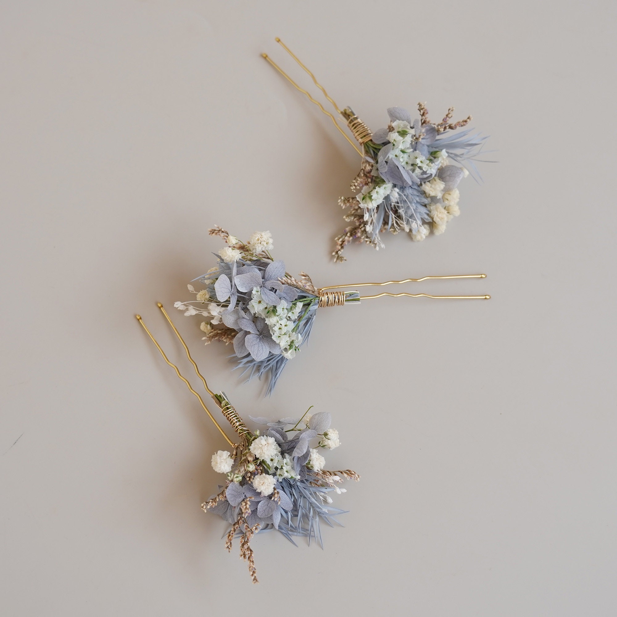 Baby Blue Dried Flower Hair Pins ,dried Flowers Hair Pin,bridal Hair ...