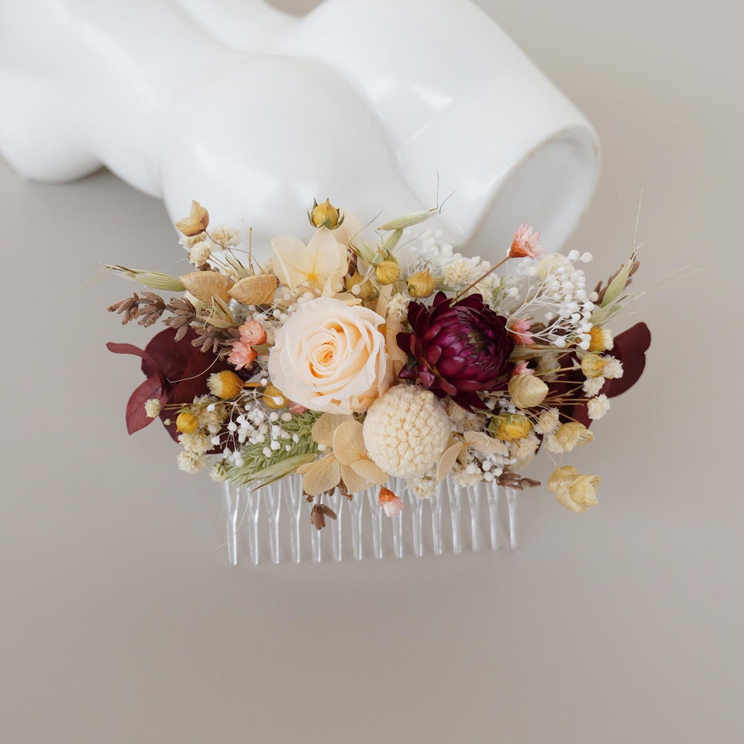 Boho Bride Dried Flower Comb, Wedding Comb, Dried Flower Comb,wedding ...