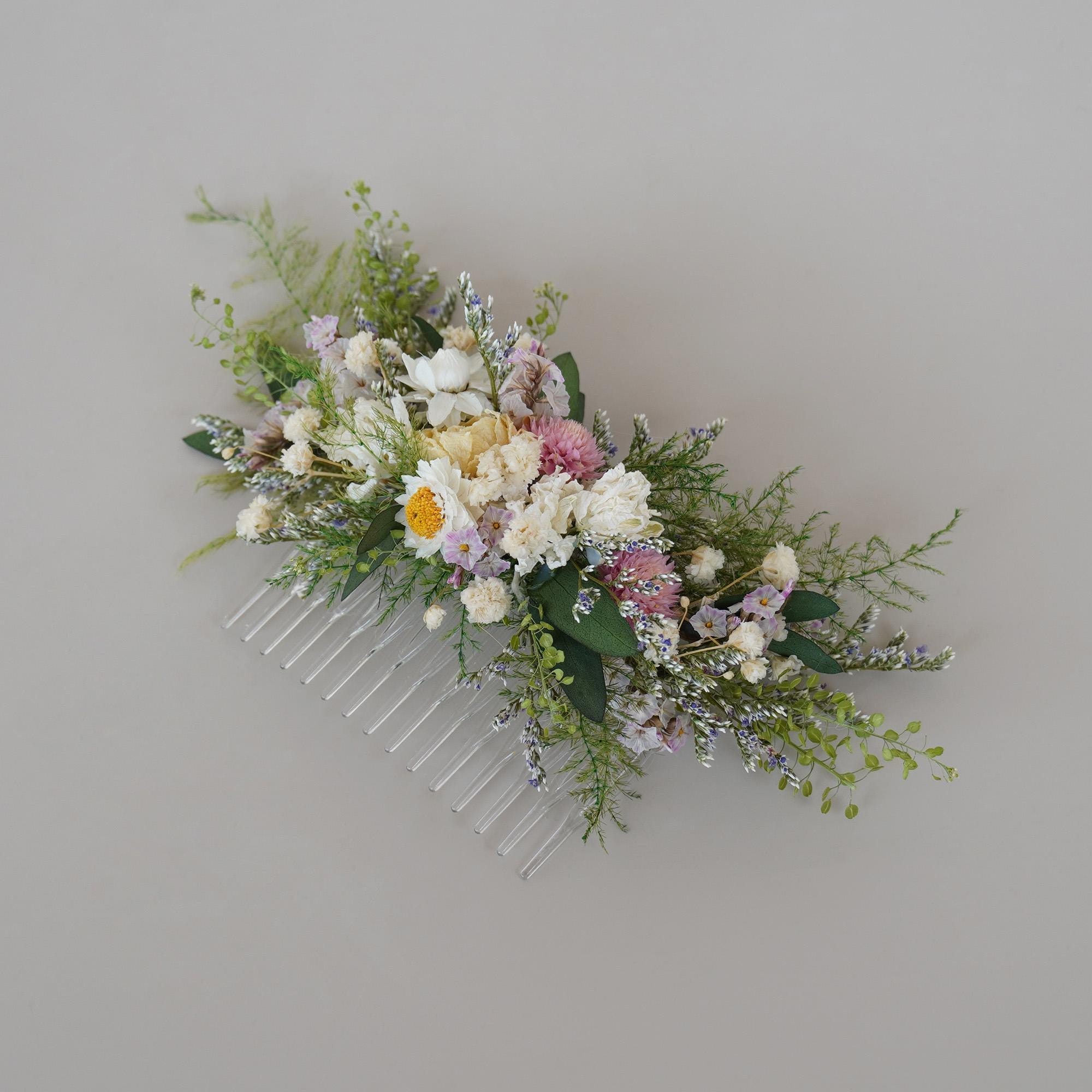 Dried Flower Hair Comb,natural Flower Hair Comb,boho Wedding Hair ...
