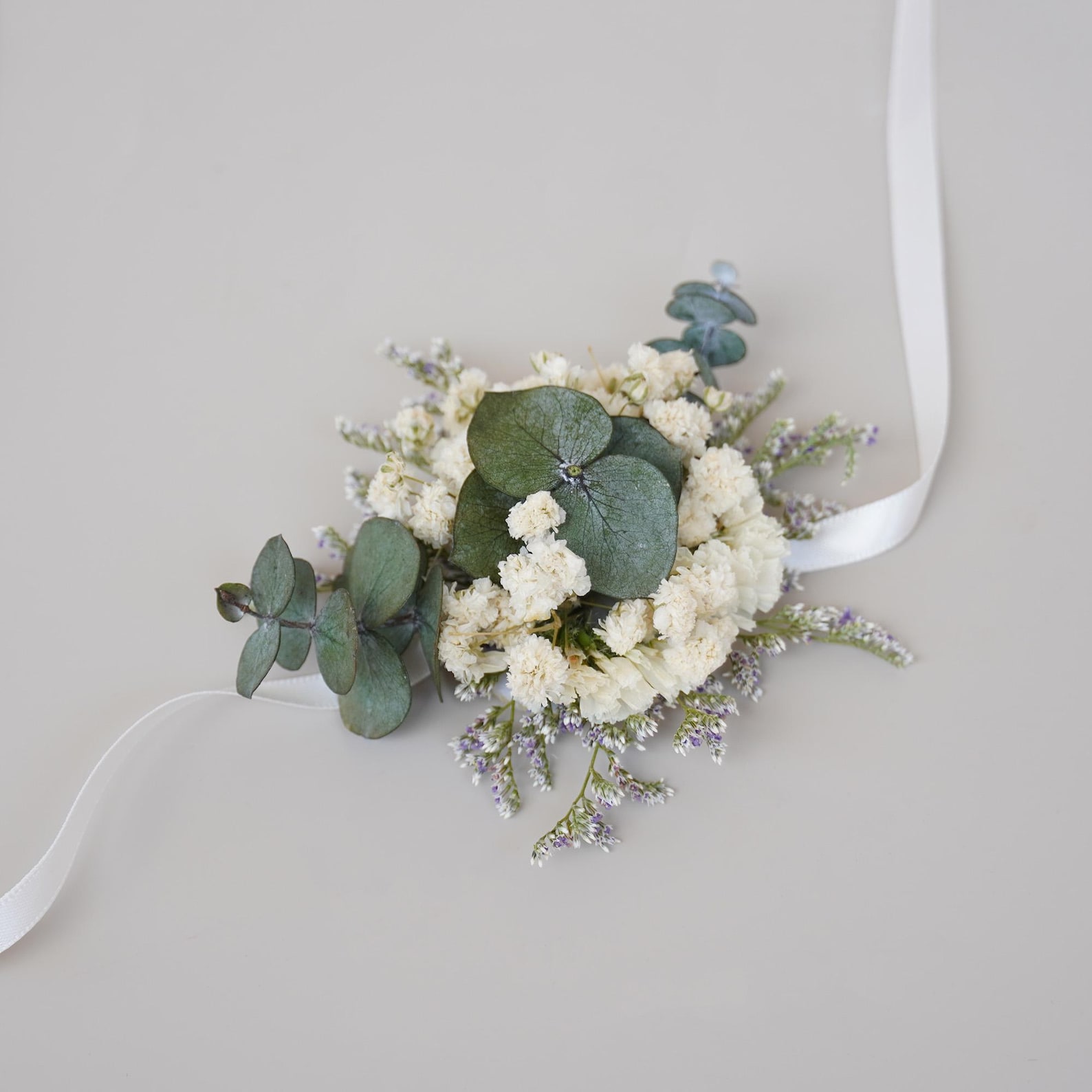 Eucalyptus+baby's Breath Dried Wrist Flower,bohemian Wedding ...