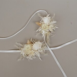 White+cream Wrist Flower.natural Rose Dried Flower Corsage. Bridal ...