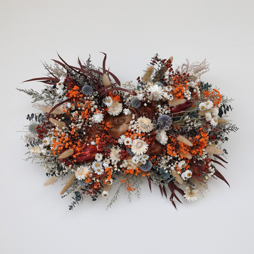 Baby's Breath + Daisy Dried Flower Arch Arrangement, Boho Wedding Decor ...