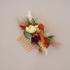 Boho Bride Dried Flower Comb, Wedding Comb,rose+eucalypt Dried Flower ...