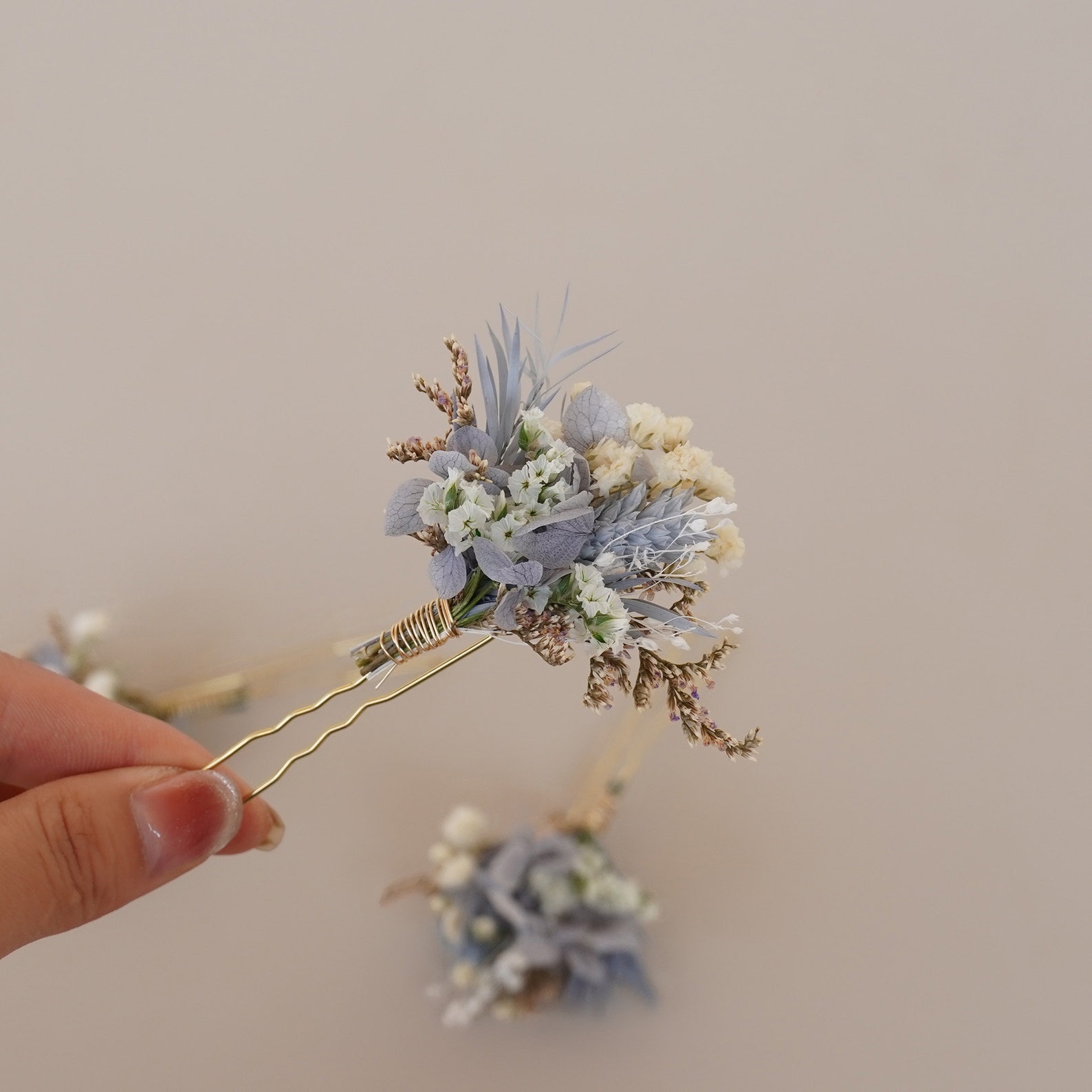 Baby Blue Dried Flower Hair Pins ,dried Flowers Hair Pin,bridal Hair ...
