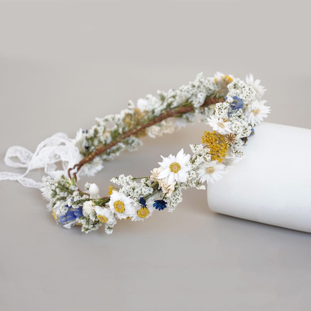 Daisy Dried Flowers Crown,bridal Crowns,wedding Crown,flower Girl Crow ...
