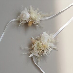 White+cream Wrist Flower.natural Rose Dried Flower Corsage. Bridal ...