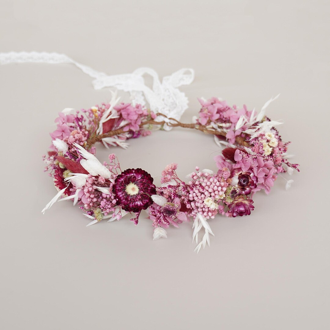 Daisy+hydrangea Crown,blue Dried Flowers Crown, Bride Crowns, Wedding ...