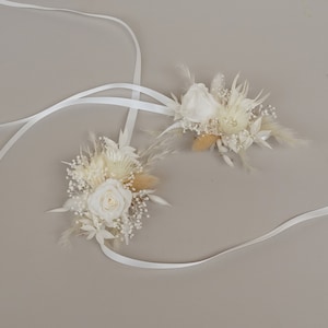 White+cream Wrist Flower.natural Rose Dried Flower Corsage. Bridal ...