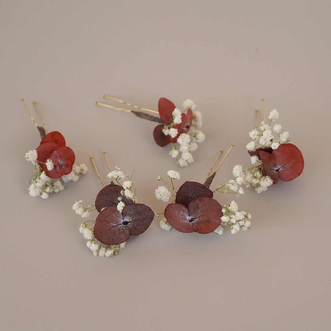 Baby's Breath With Leaf Eucalyptus Hair Pin ,dried Flower Hair Pin ...