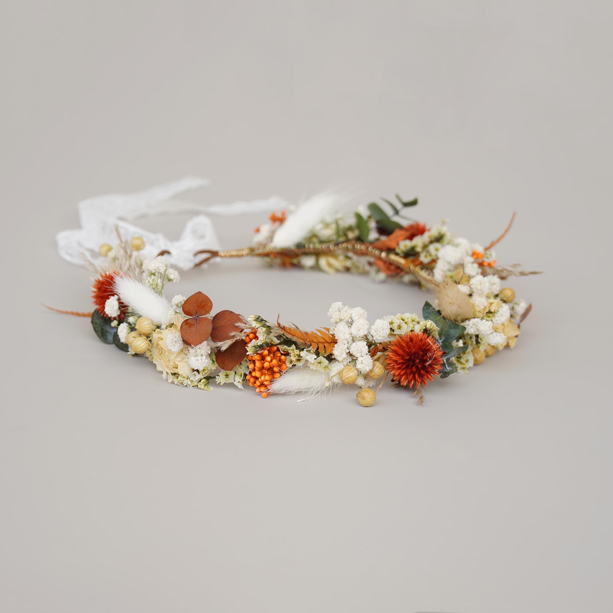 Rose+baby's Breath Dried Flowers Crown,bridal Crown,wedding Crown,boho ...