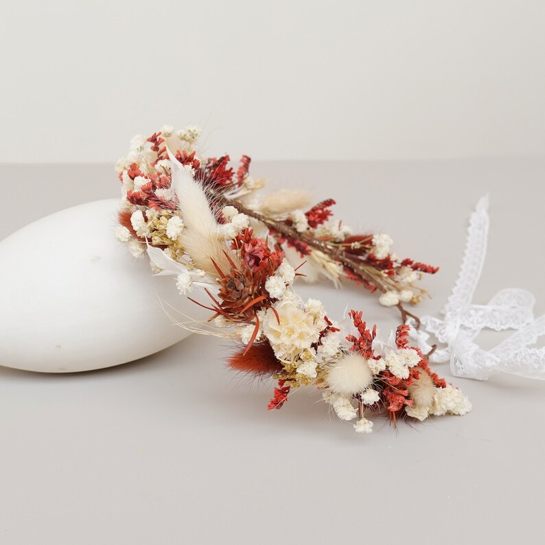 Boho Bride Crown,dried Flowers Crown,bridal Crowns,wedding Crown,red ...