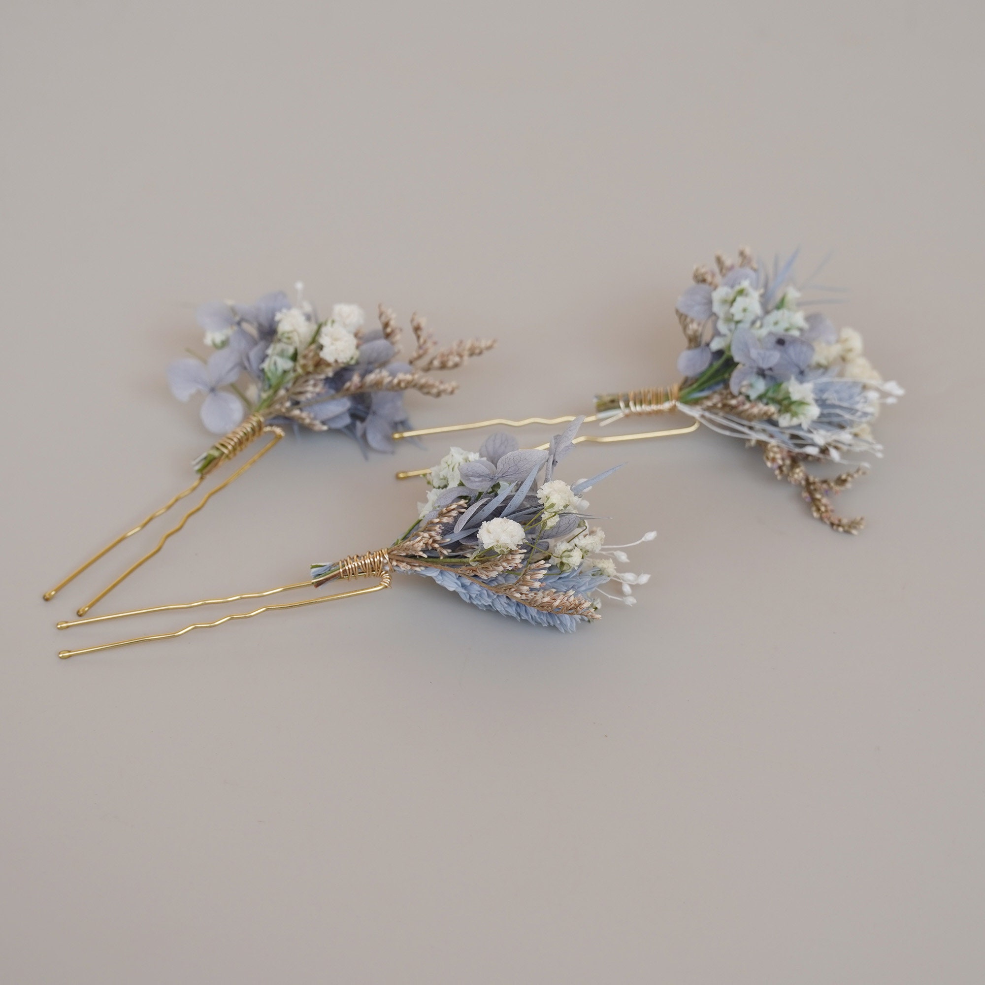 Baby Blue Dried Flower Hair Pins ,dried Flowers Hair Pin,bridal Hair ...