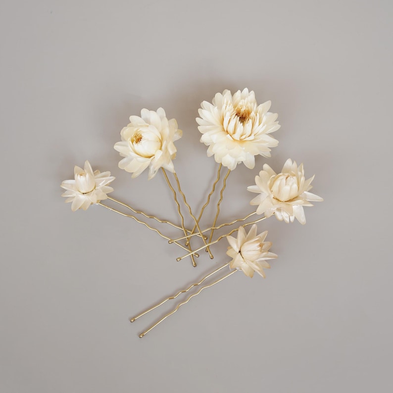 Daisy Dried Flower Hair Pins/ Rustic Boho Bridal Hair Accessories - Etsy