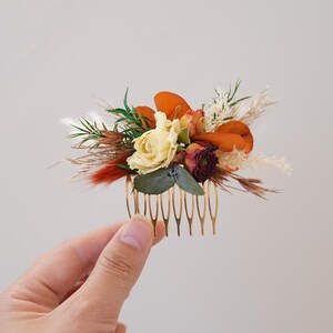 Boho Bride Dried Flower Comb, Wedding Comb,rose+eucalypt Dried Flower ...
