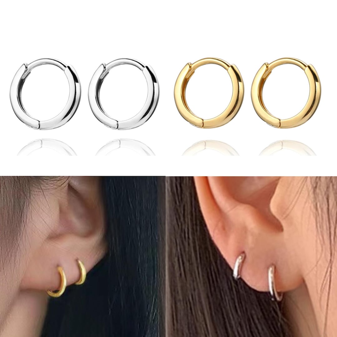 925 Solid Sterling Silver Simple Round Piercing Hoop Ring, Minimal ...