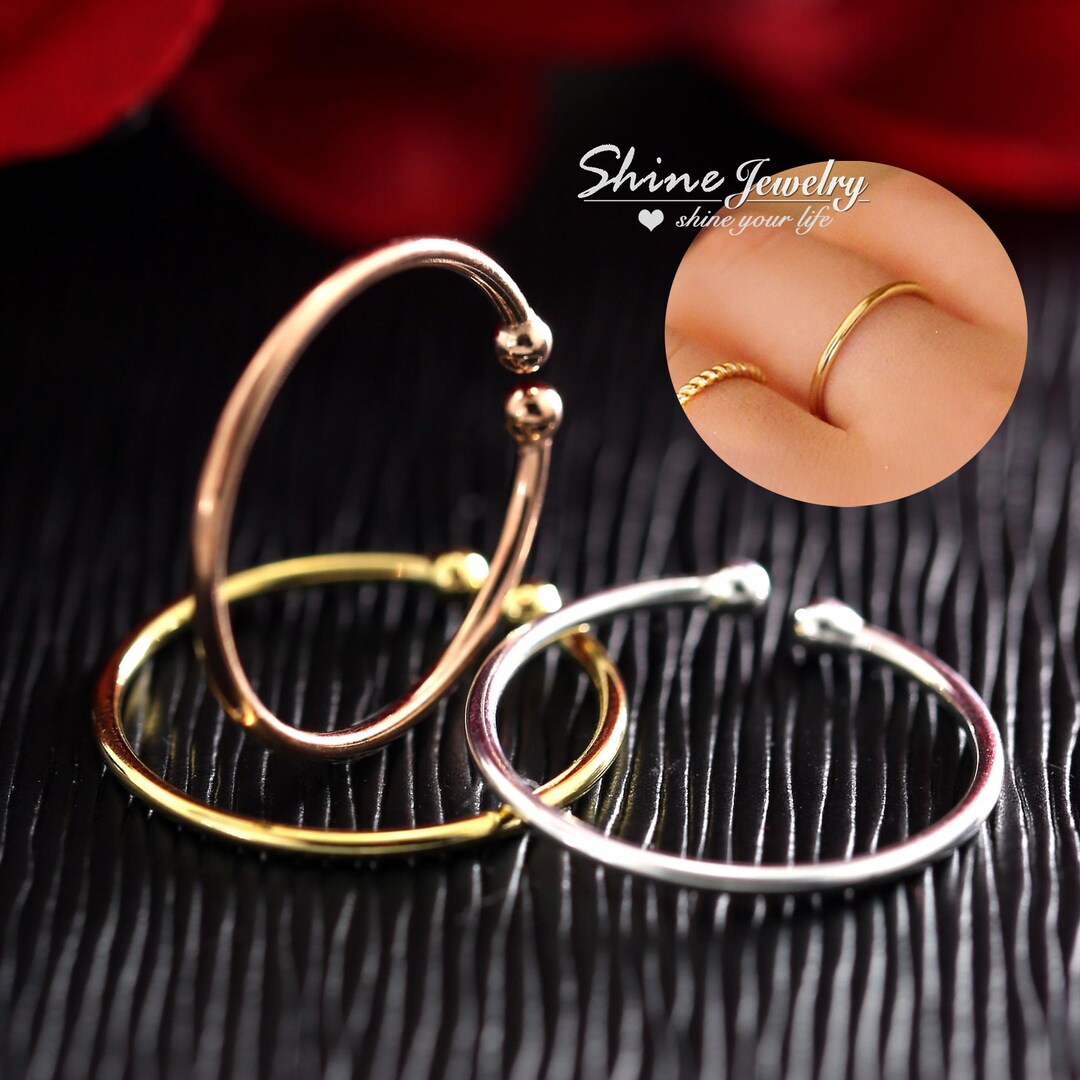 925 Solid Sterling Silver Cuff Band Ring, Rose/yellow Gold Plated ...