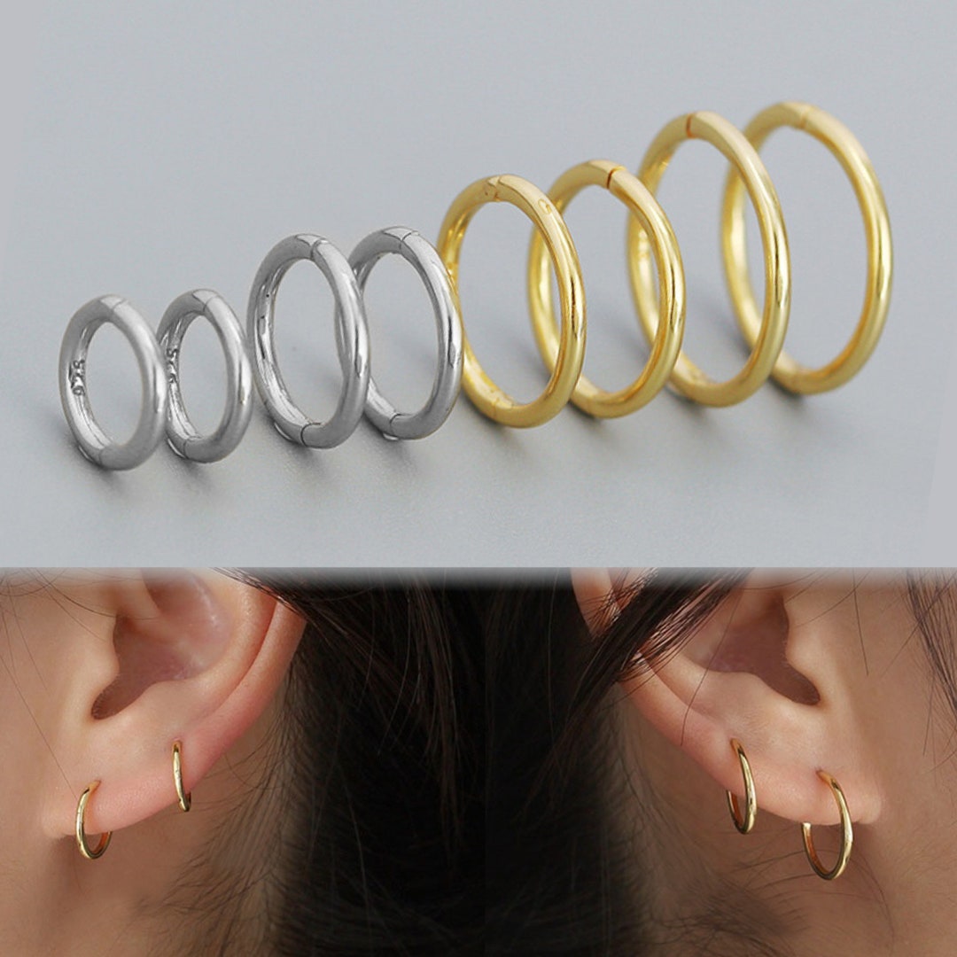 925 Solid Sterling Silver Segment Piercing Hoop Ring, 16g Ear Cartilage ...