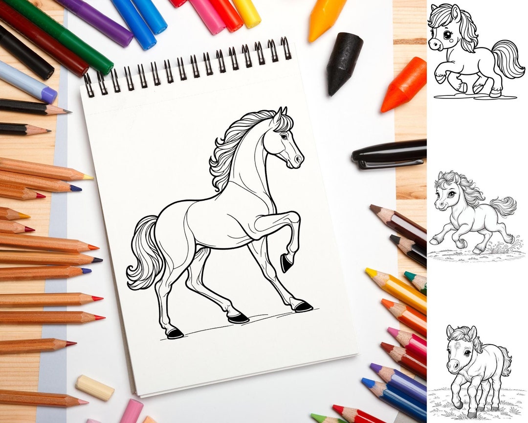 7 Majestuous Horses Coloring Pages for Kids - Printable Horses Coloring ...