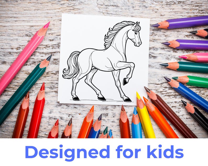 7 Majestuous Horses Coloring Pages for Kids - Printable Horses Coloring ...