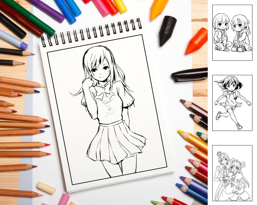 76 Mangas Coloring Pages for Kids - Etsy