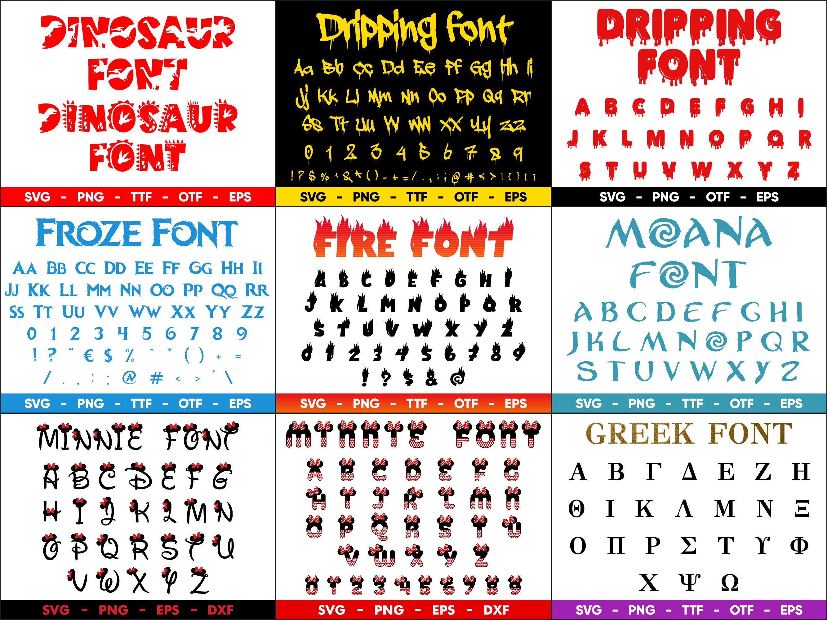 Font Bundle, SVG, TTF, OTF Mickey Mouse Font, Toy Story Font, Dripping ...