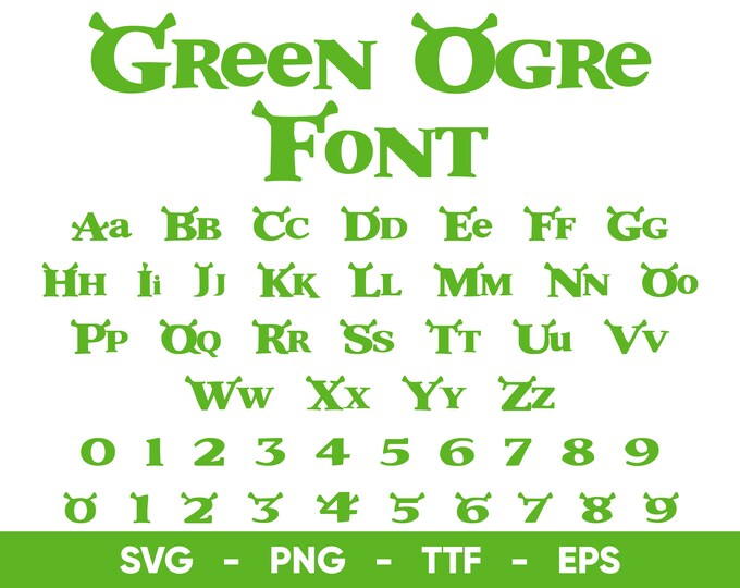 Shrek Alphabet Font SVG, Shrek Font, Sublimation Printing, Ready for ...
