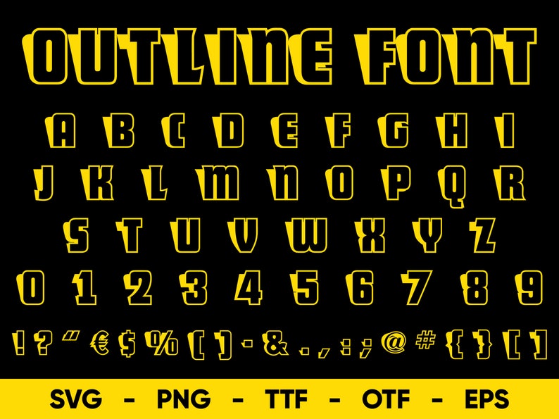 Outline Font SVG, Shadow Font Svg Files for Cricut and Silhouette ...