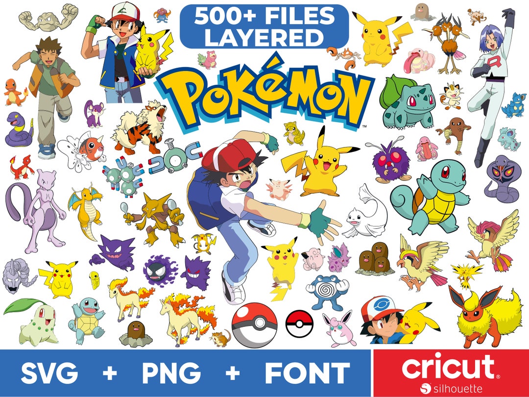 Pokemon SVG Bundle, Pokemon Png, Pikachu Layered Digital Vector Files ...