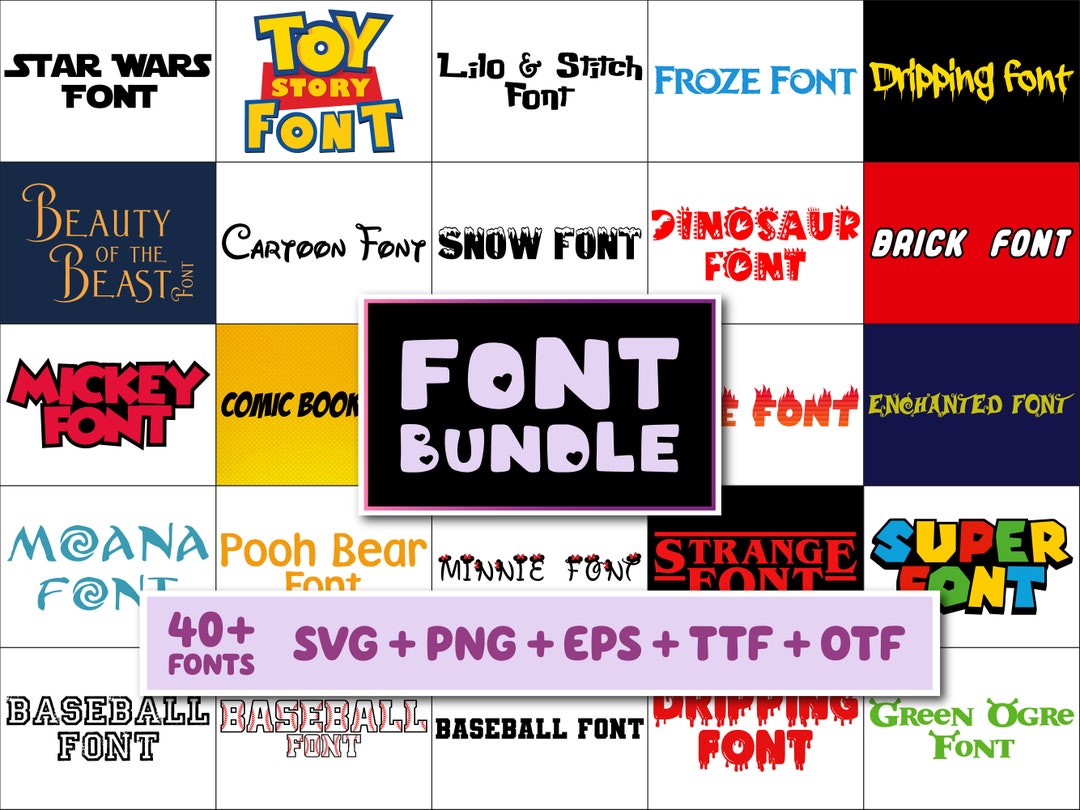 Font Bundle, SVG, TTF, OTF Mickey Mouse Font, Toy Story Font, Dripping ...
