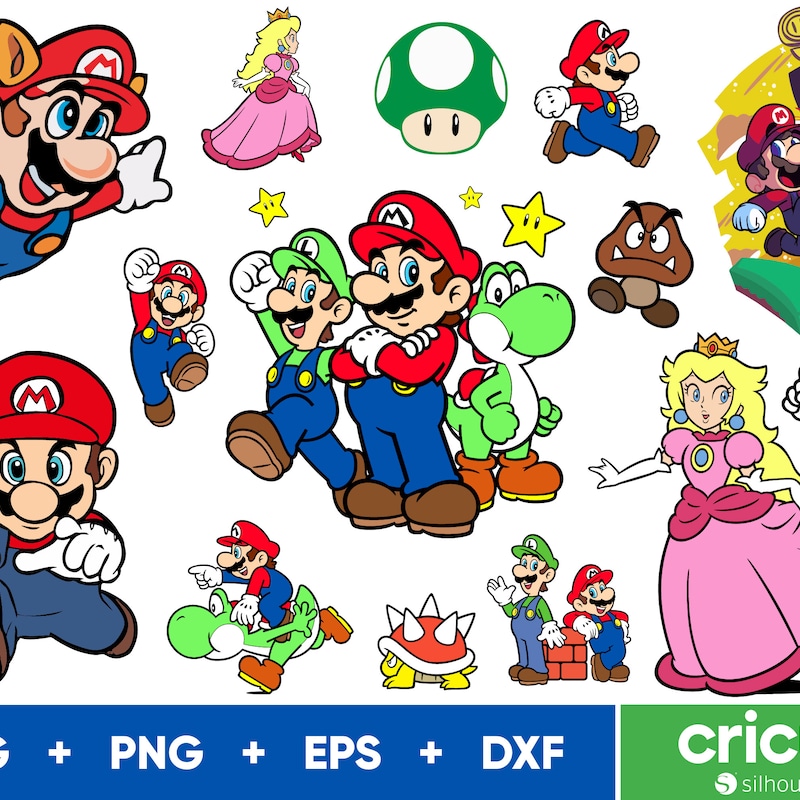 Mario and Princess Peach Svg - Etsy