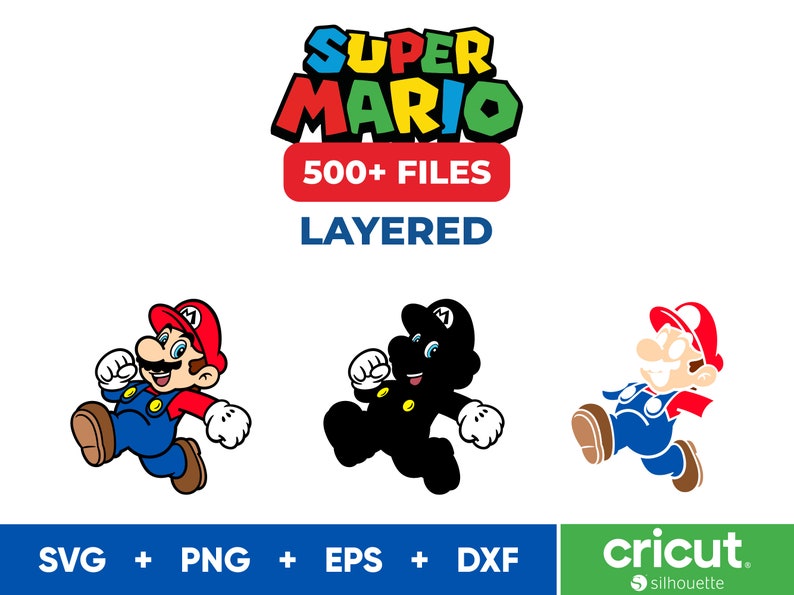 Super Mario SVG Bundle, Super Mario Font Svg, Luigi Svg Files for Cricut and Silhouette, Clipart ...