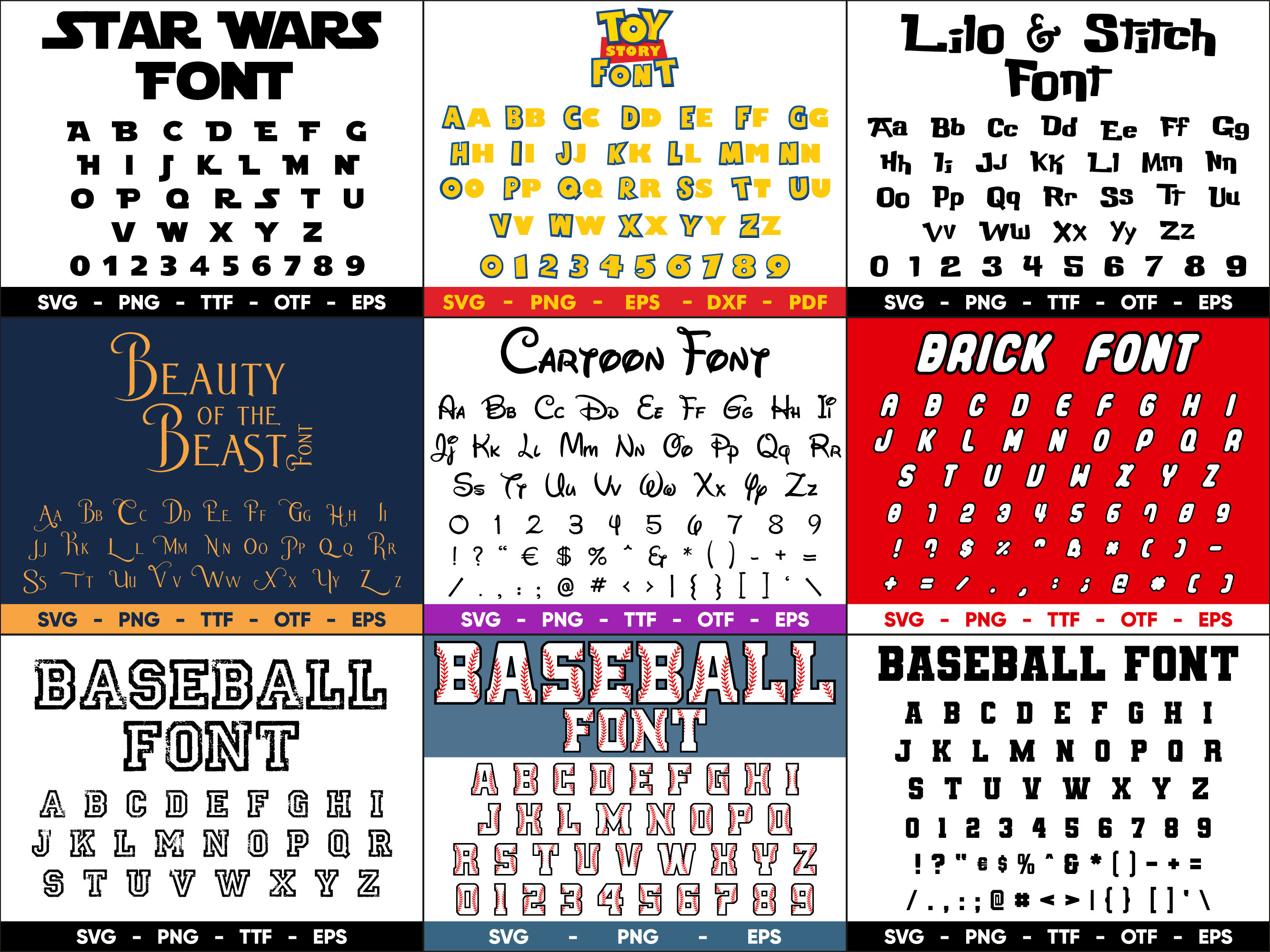 Font Bundle, SVG, TTF, OTF Mickey Mouse Font, Toy Story Font, Dripping ...