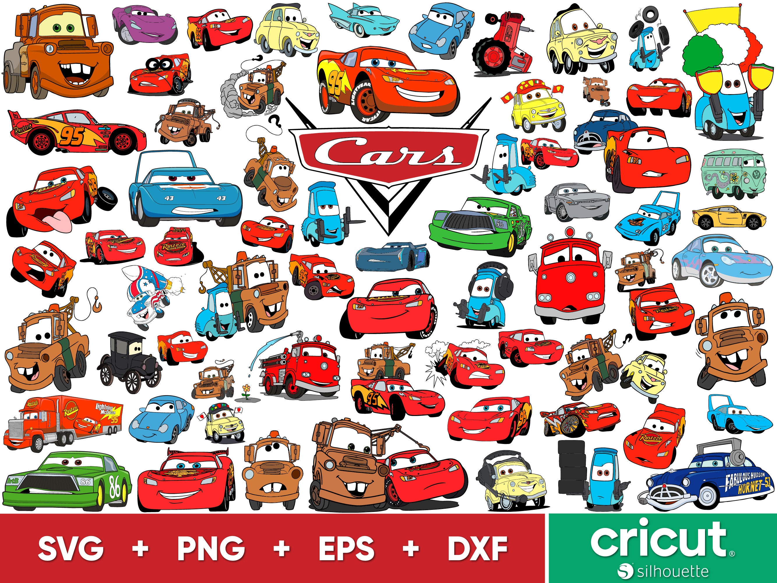 Paquete SVG de Cars Archivos Svg Lightning McQueen para - Etsy España