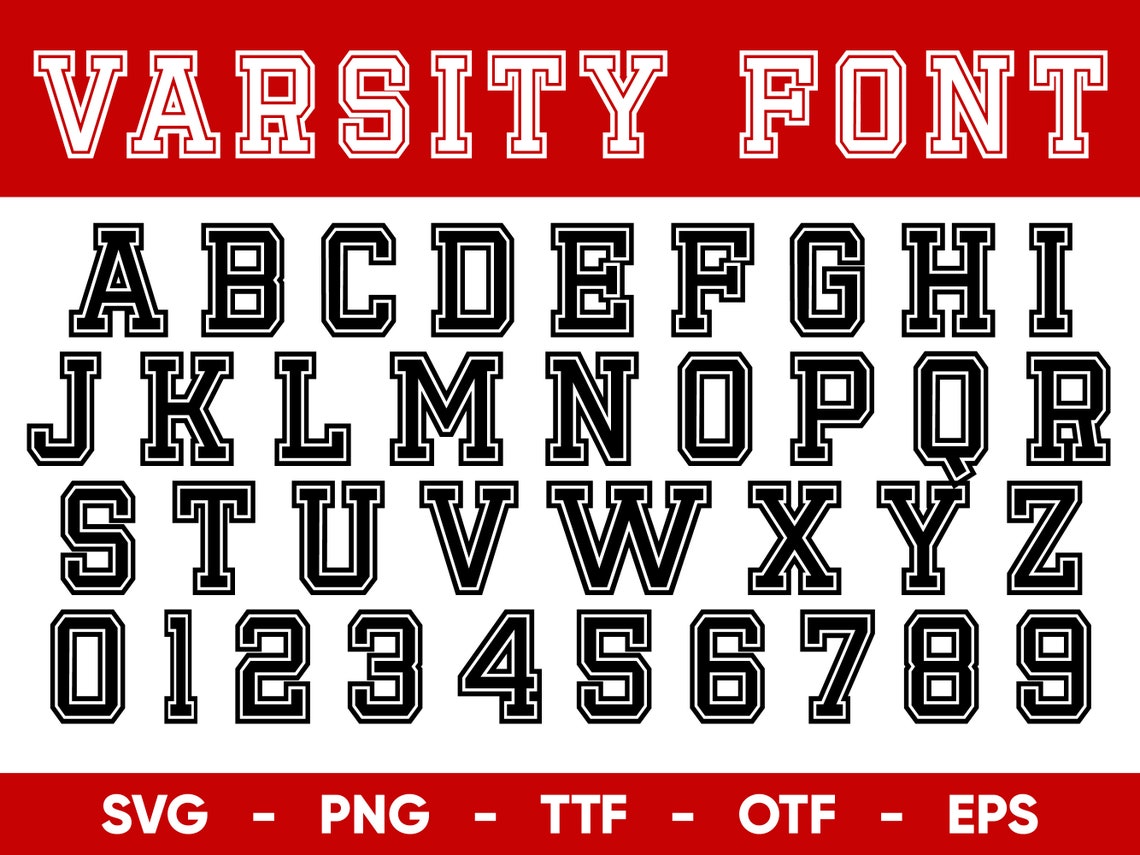 Varsity Font SVG, College Font Svg Files for Cricut and Silhouette ...