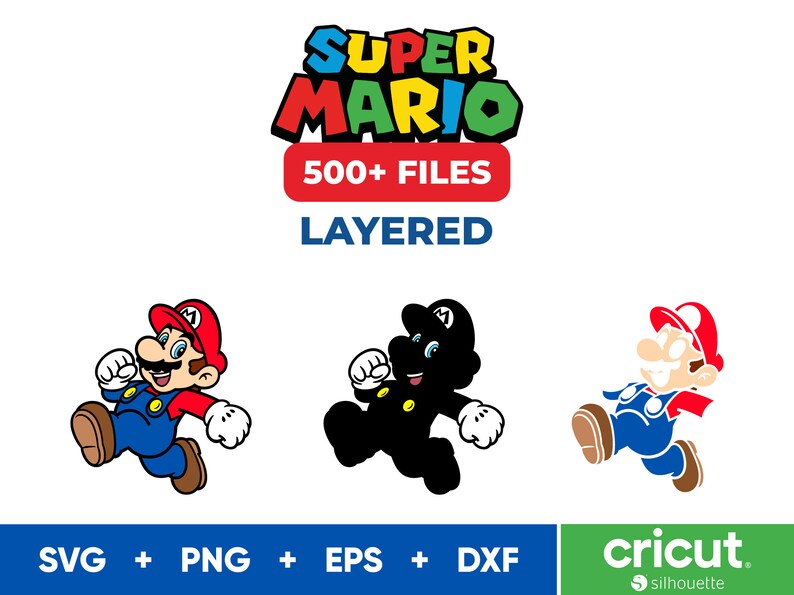 Super Mario SVG Mario Png Layered Digital Vector Files - Etsy