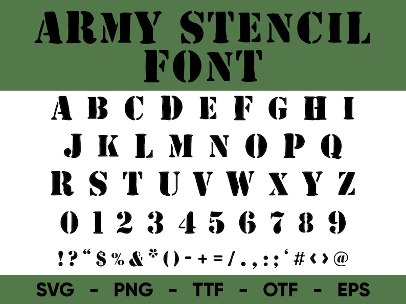 Army Stencil Font SVG, Military Font Svg Files for Cricut and ...