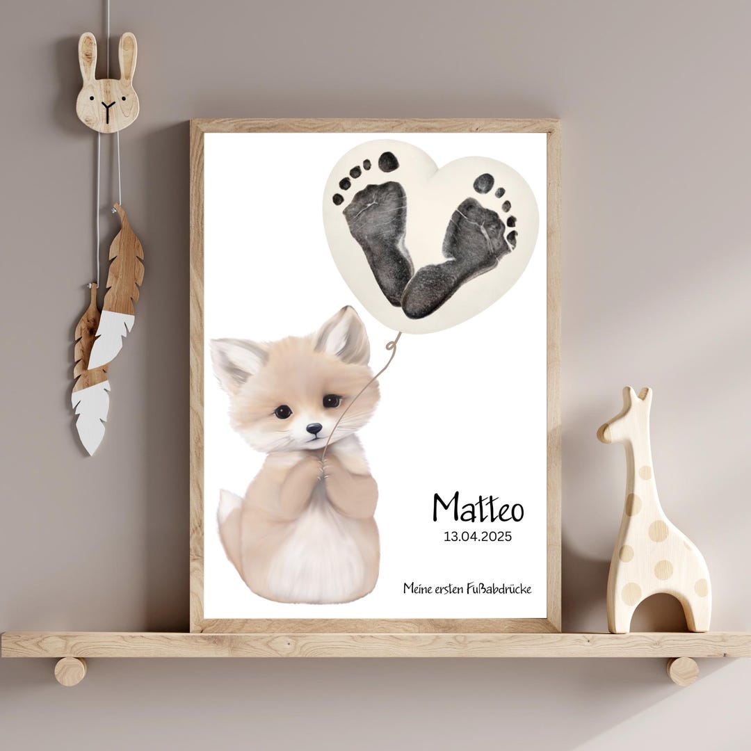 My First Footprints Poster Set Personalized, Baby Gift Birth Baptism ...